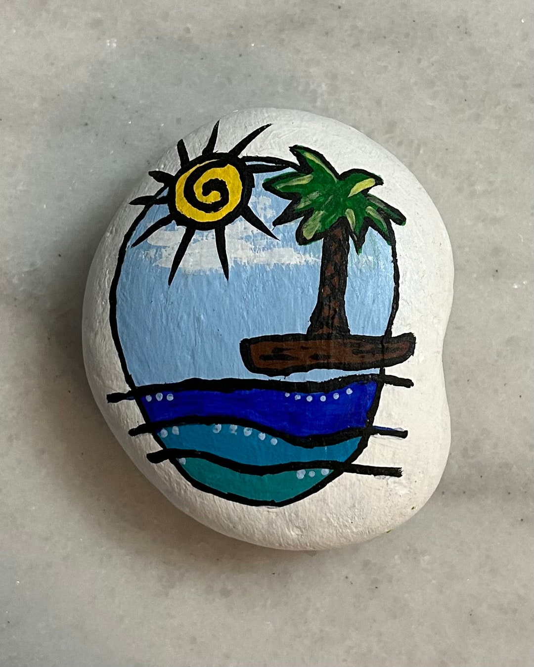 Beach Painted Rock - Etsy