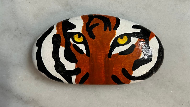 Tiger Painted Rock - Etsy