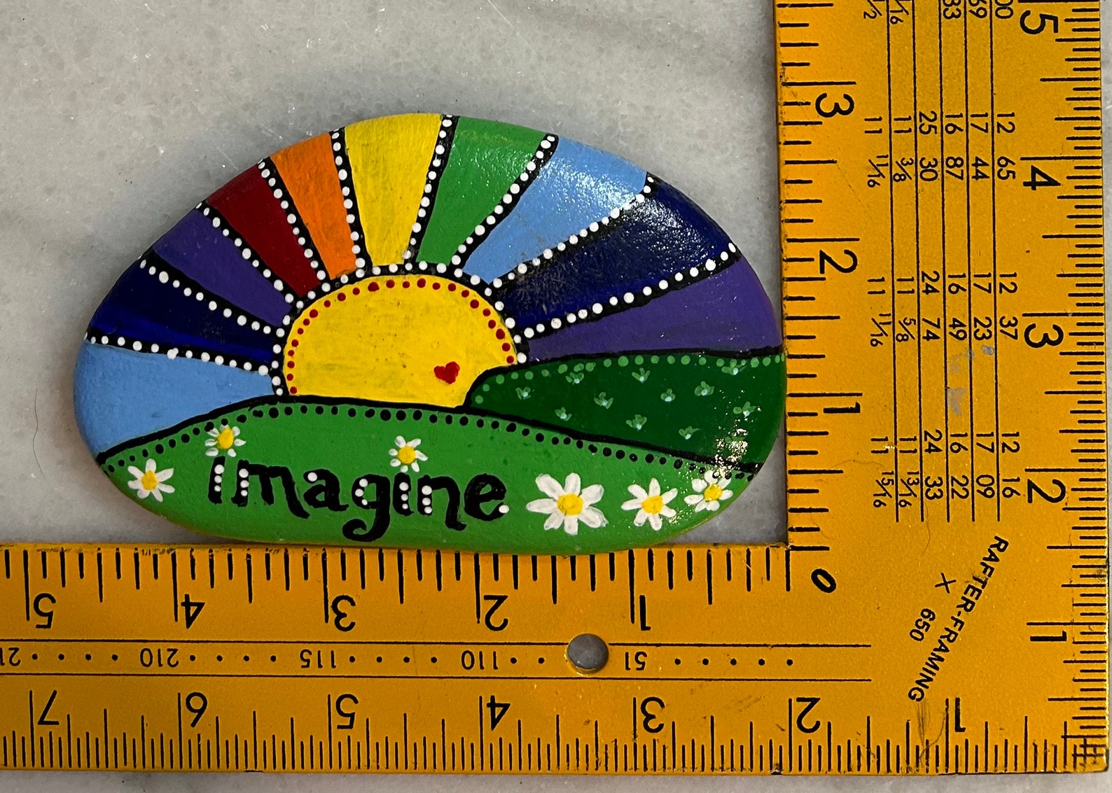 Imagine Rainbow Painted Rock - Etsy