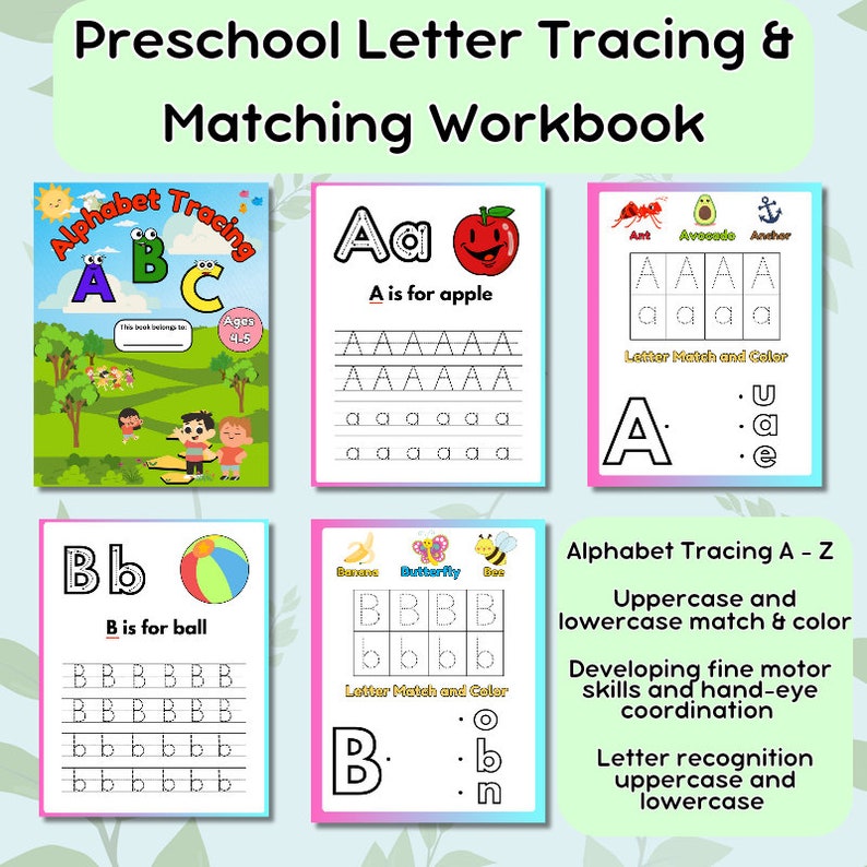 Printable Preschool Alphabet Handwriting Tracing, Uppercase and ...