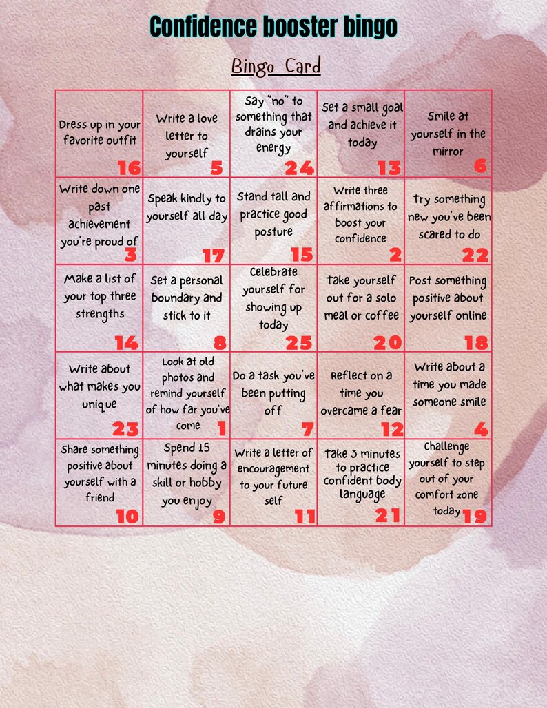 Printable Self-love Bingo Cards + Challenges for Personal Growth ...