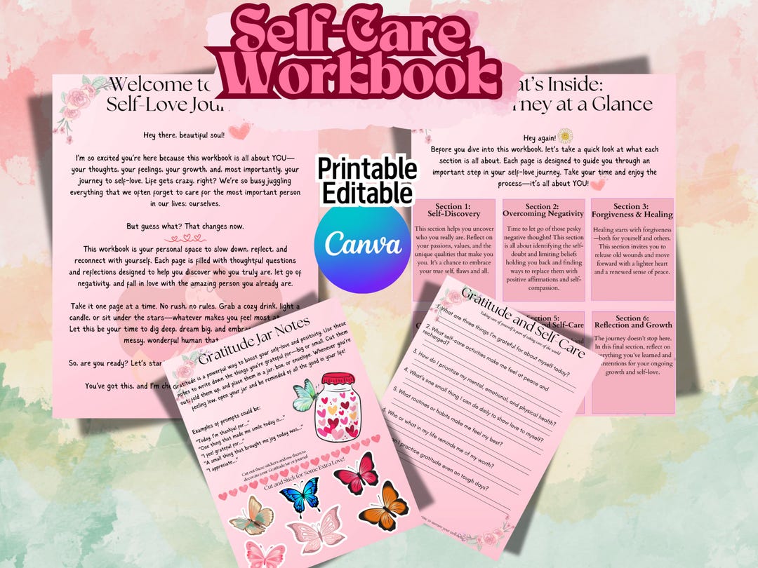 Printable and Editable Self-care Workbook for Gratitude, Mindfulness ...