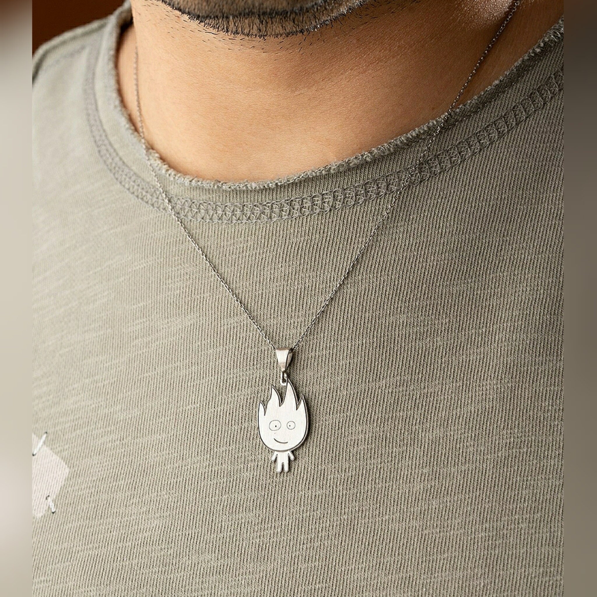 925 Sterling Silver Fire and Water Necklace, Fire and Water Pendant ...