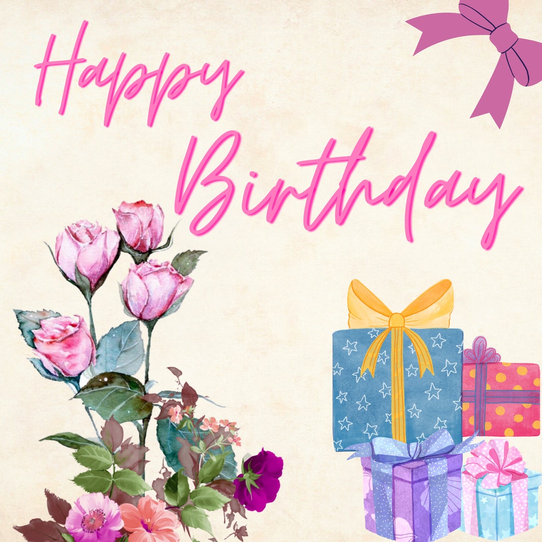 Happy Birthday, Card, Floral Background Happy Birthday Card, Colorful ...