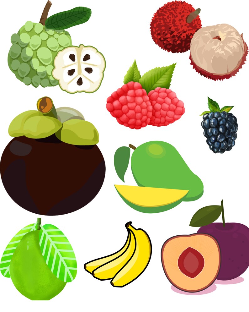 Fruit Clipart Set, High-quality Clipart, Fruits PNG, Clipart Set of ...