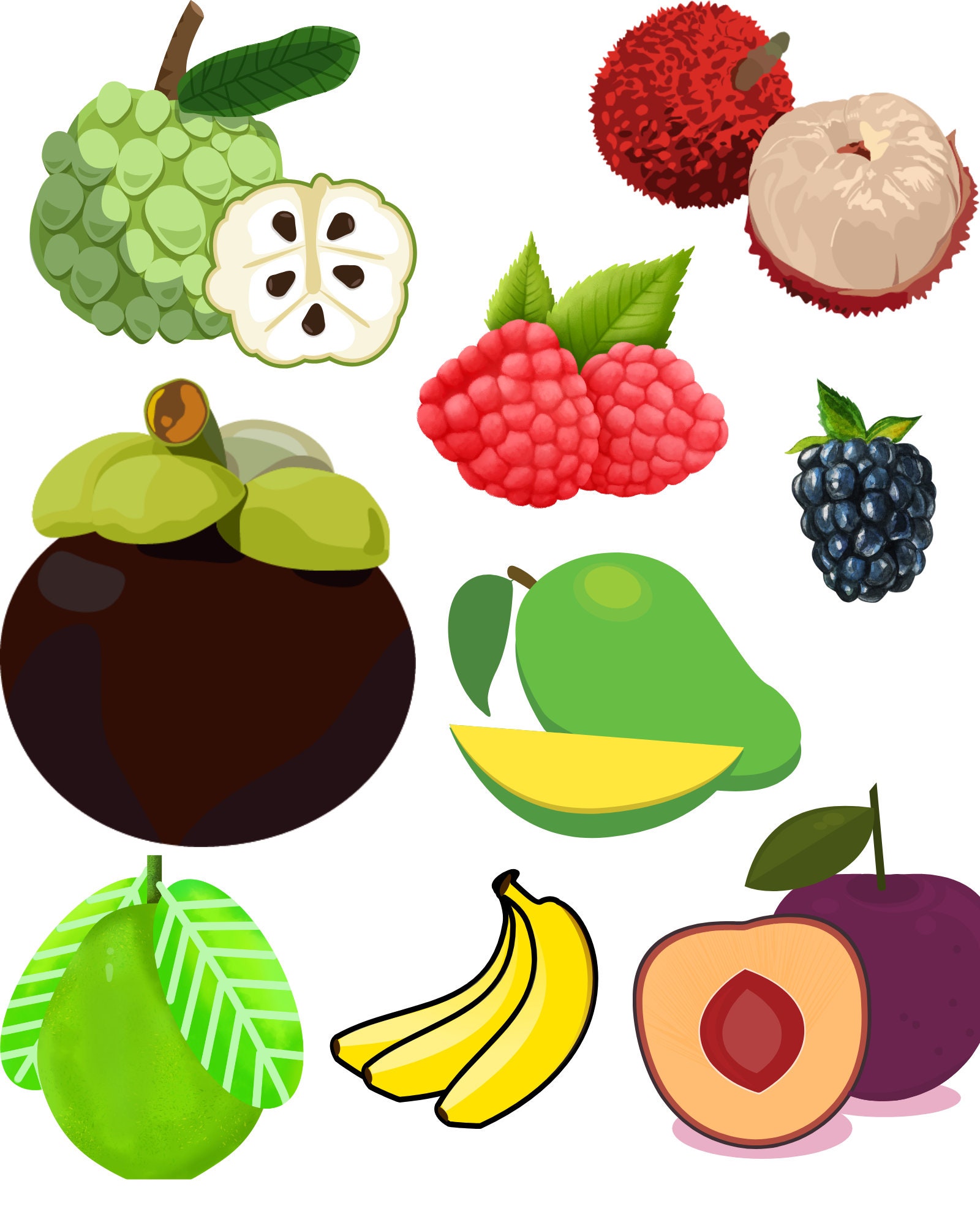 Fruit Clipart Set, High-quality Clipart, Fruits PNG, Clipart Set of ...