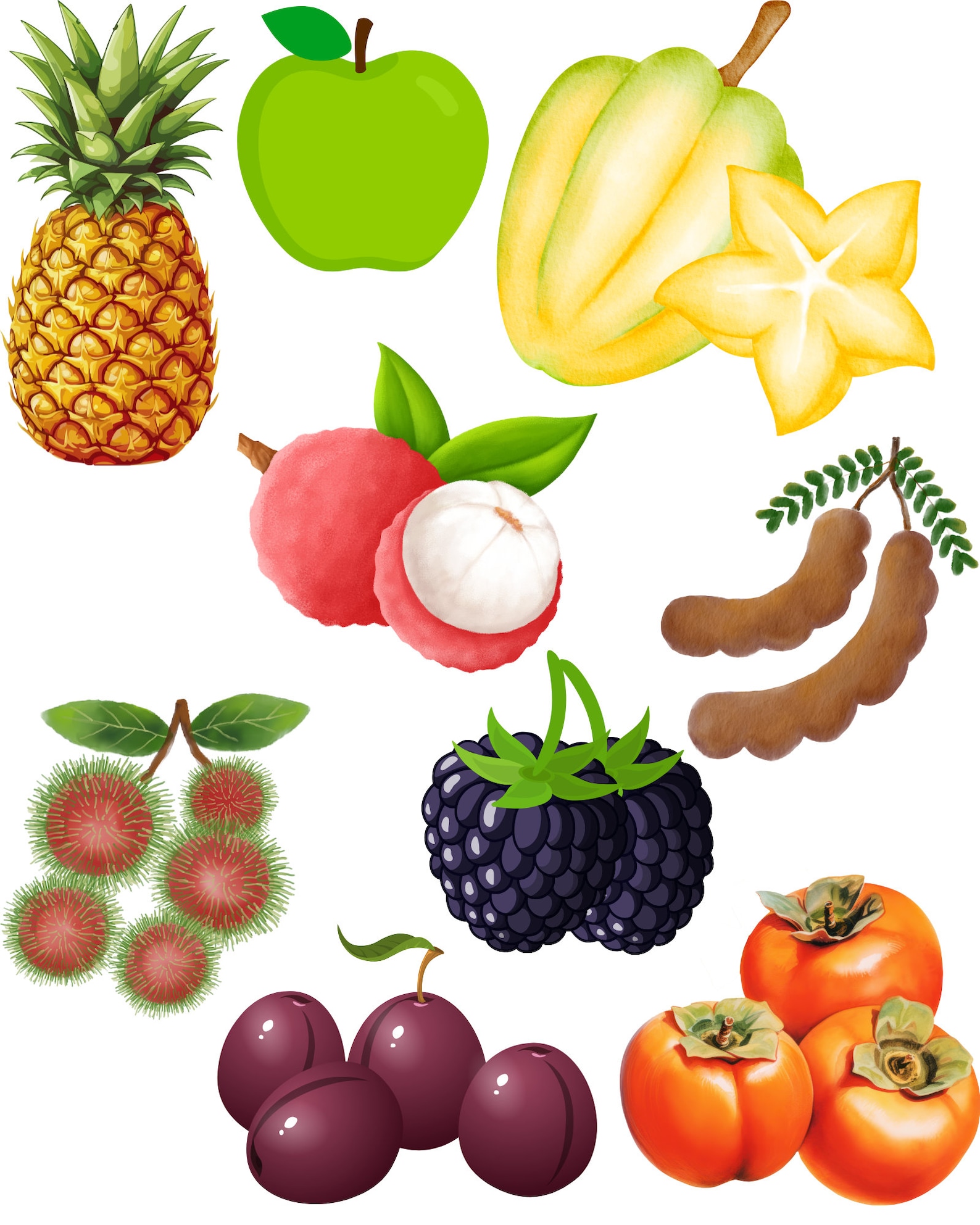 Fruit Clipart Set, High-quality Clipart, Fruits PNG, Clipart Set of ...