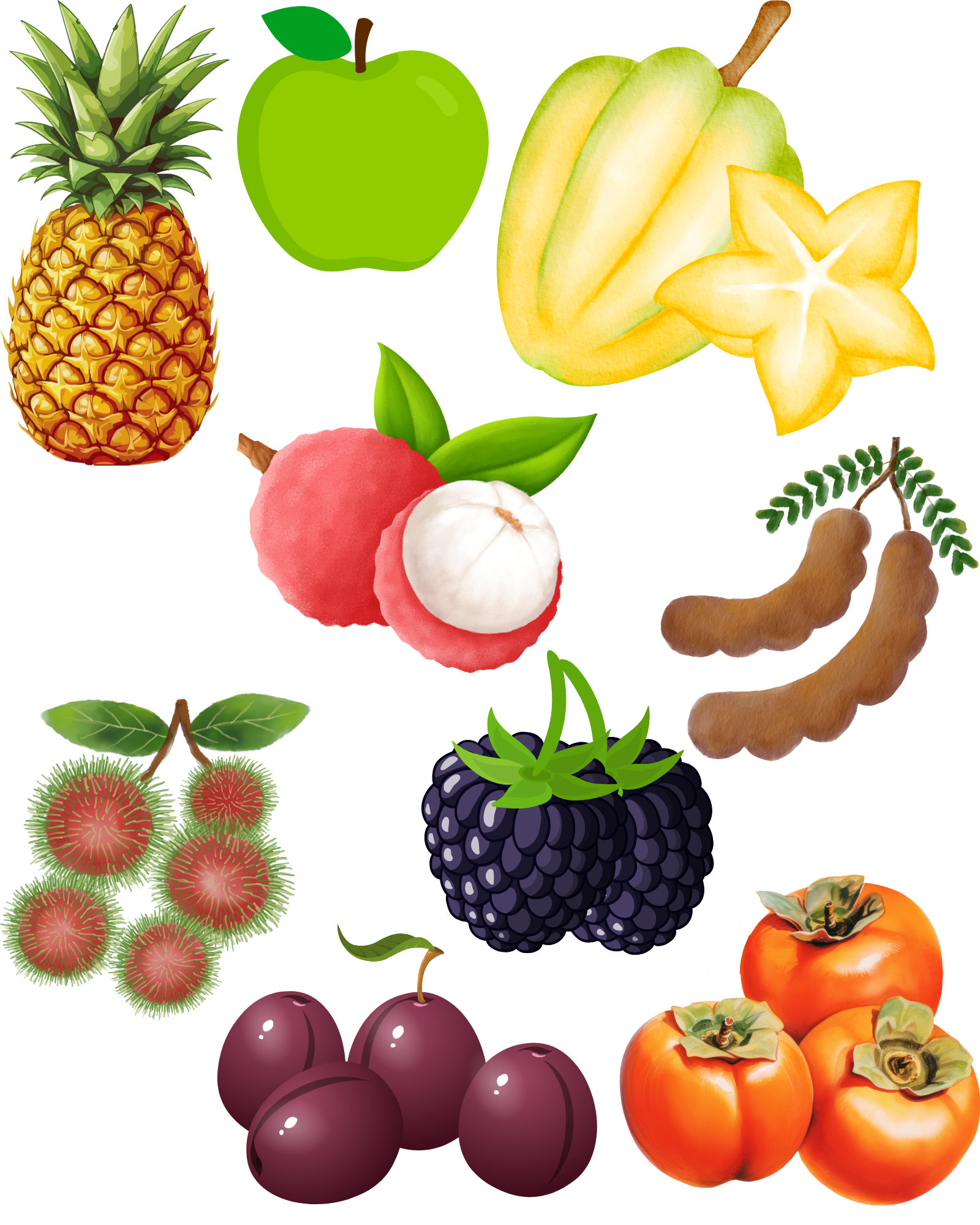 Fruit Clipart Set, High-quality Clipart, Fruits PNG, Clipart Set of ...