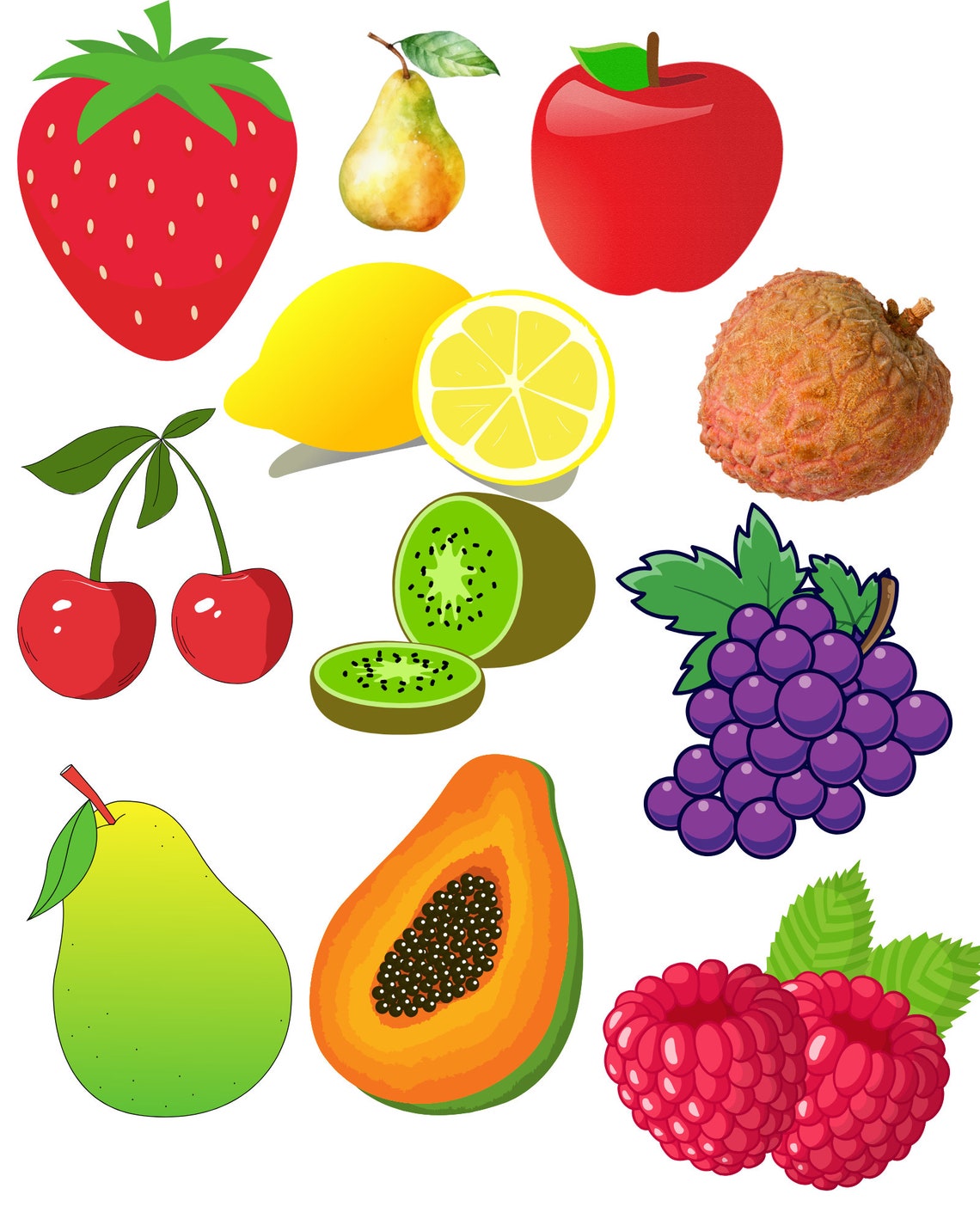 Fruit Clipart Set, High-quality Clipart, Fruits PNG, Clipart Set of ...