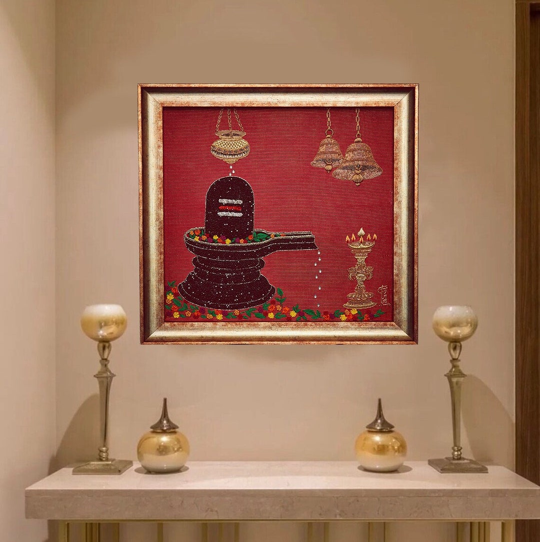 Om Namah Shivay Shivling Hand Embroidered Lord Shiva Wall - Etsy