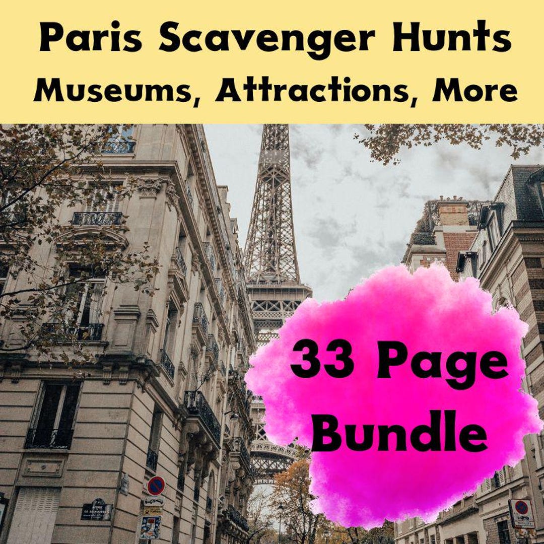 Paris Scavenger Hunt Bundle | 11 Printable Travel Games for Kids | Fun ...