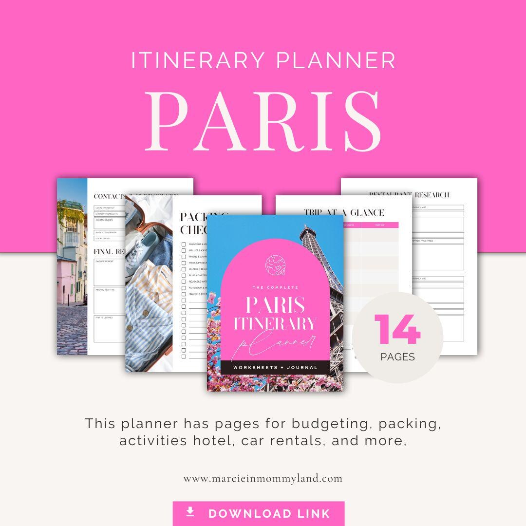 Paris Trip Planner PDF, Printable Itinerary & Packing List, Budget ...