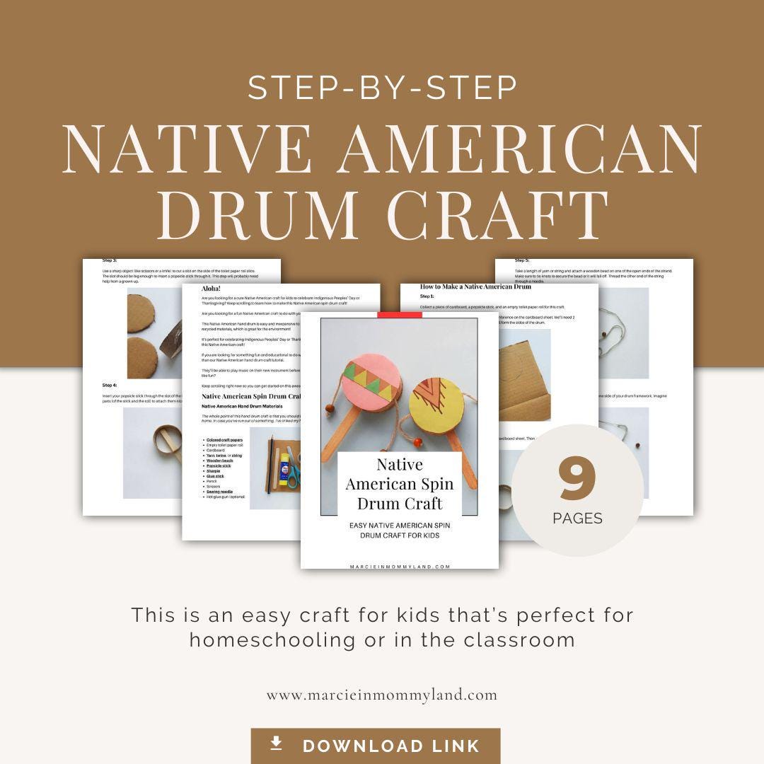 Easy Native American Spin Drum Craft for Kids | Thanksgiving or ...