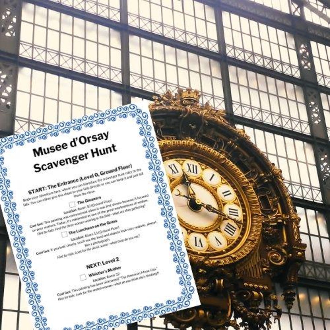 Musée D'orsay Scavenger Hunt (3 Pages) | Printable Travel Game for Kids ...