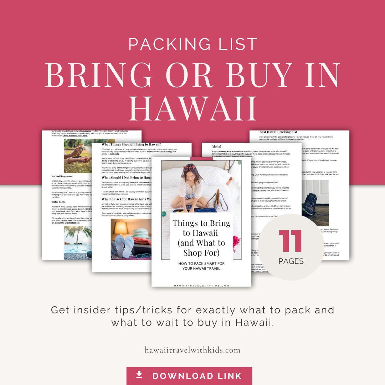 Hawaii Packing List PDF, Family Vacation Checklist, What to Pack for ...