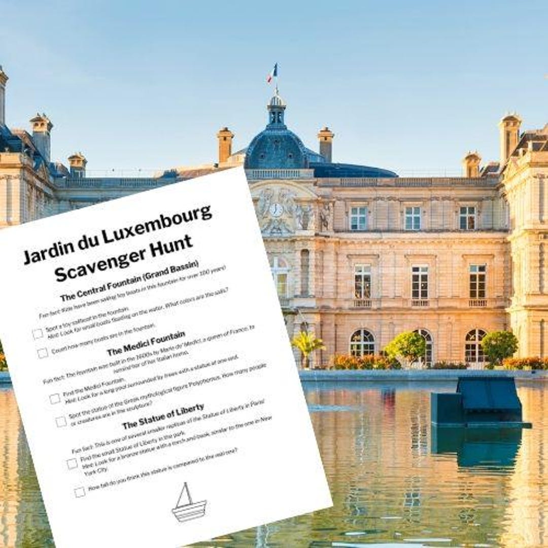 Jardin Du Luxembourg Scavenger Hunt for Kids, Paris Park Activity PDF ...