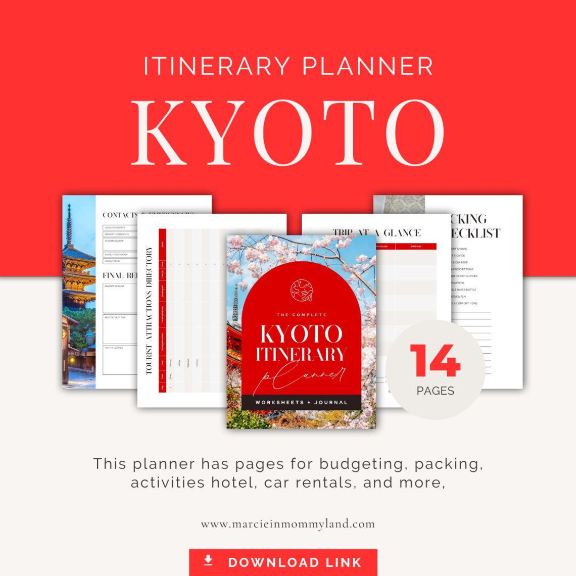 Kyoto Trip Planner PDF, Printable Itinerary & Packing List, Budget ...