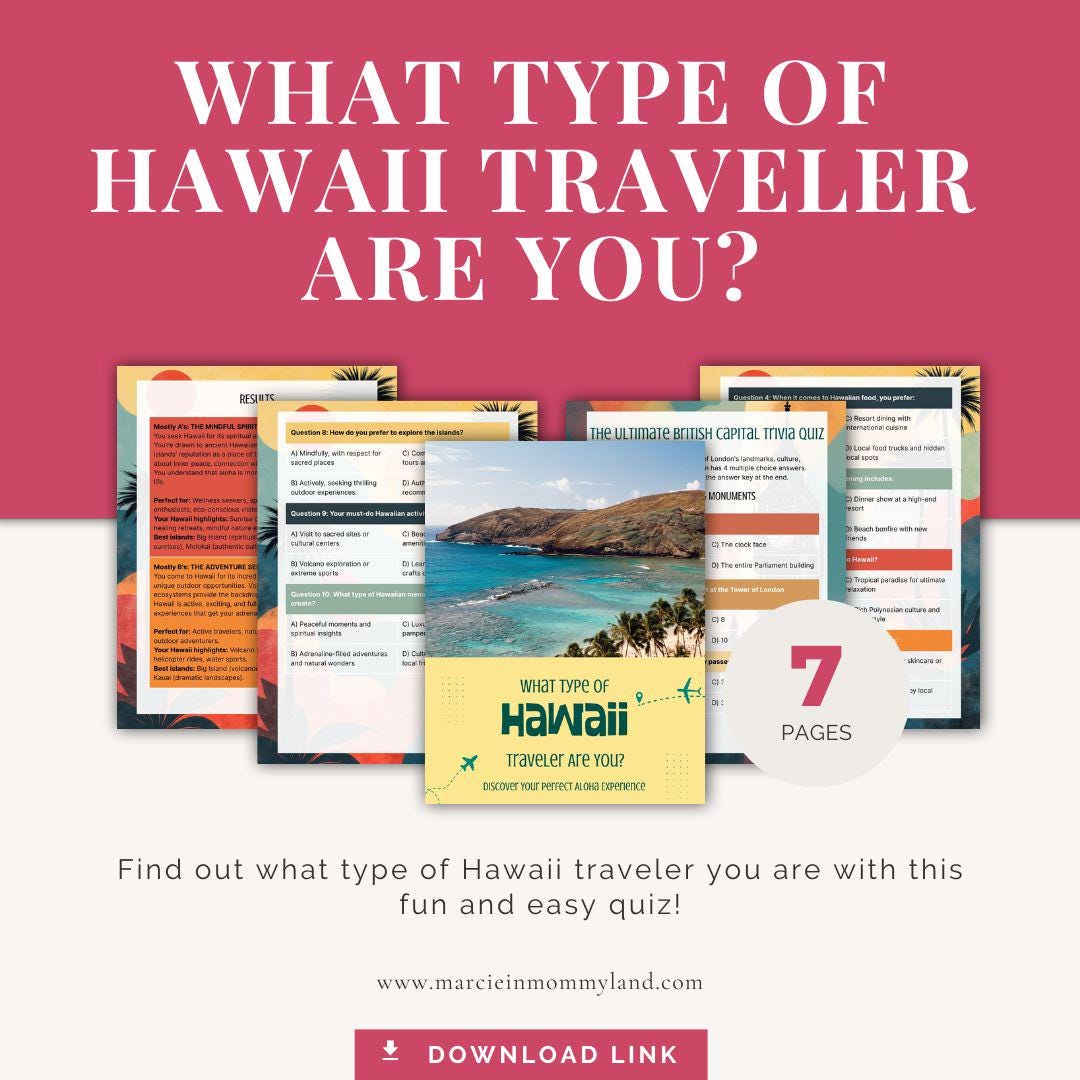 Printable Hawaii Travel Quiz, What Kind of Hawaii Traveler Are You, Fun ...