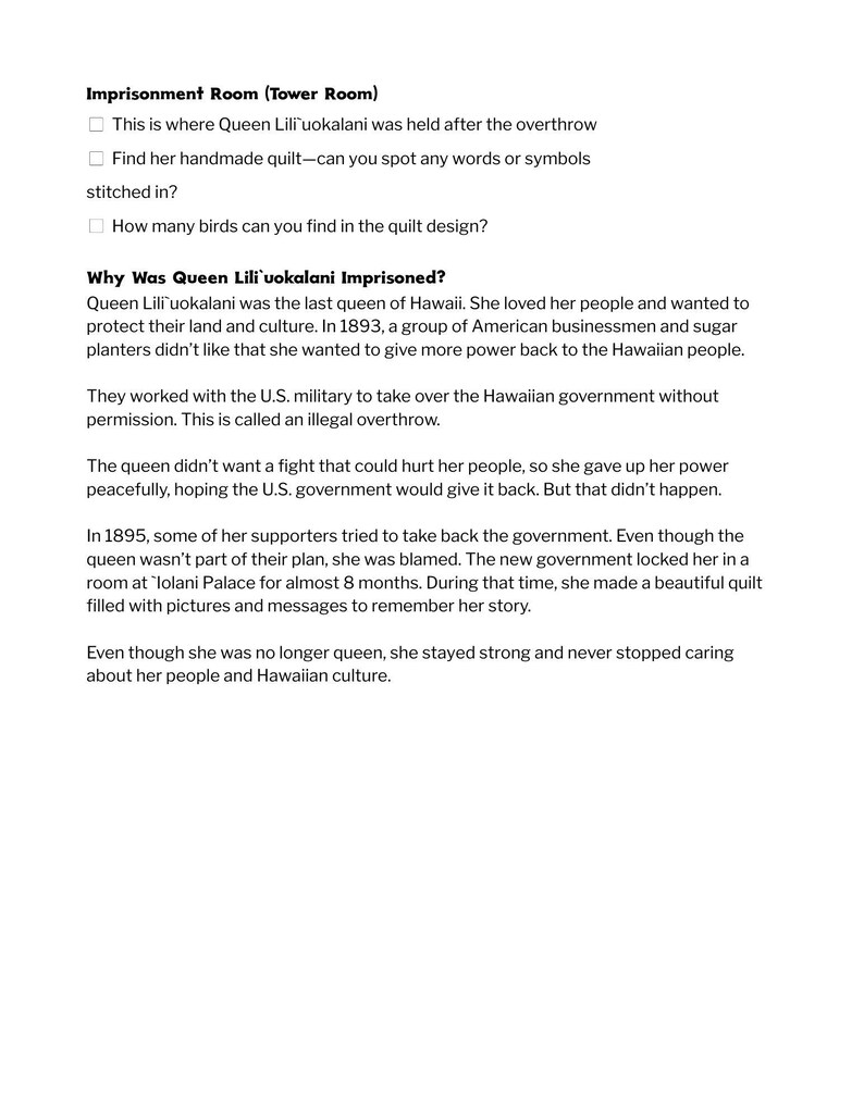 Iolani Palace Scavenger Hunt for Kids | Printable Hawaiian History ...