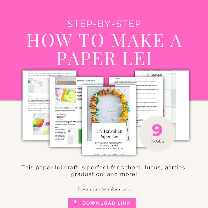 DIY Hawaiian Paper Lei Craft | Printable Luau Decorations With SVG ...