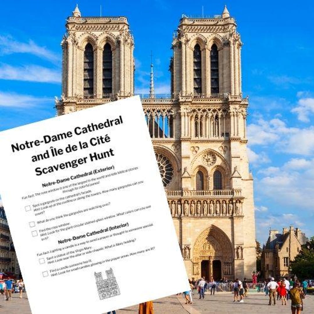 Notre-dame Scavenger Hunt for Kids, Paris Cathedral Activity PDF ...