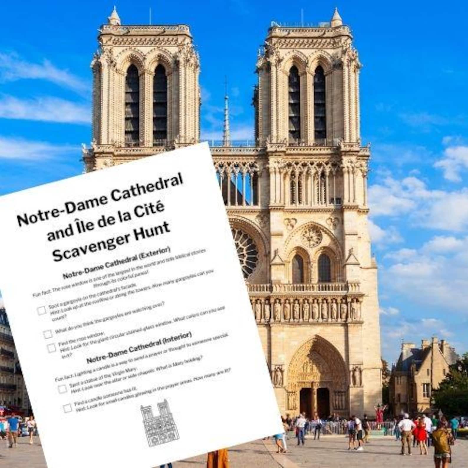 Notre-dame Scavenger Hunt for Kids, Paris Cathedral Activity PDF ...