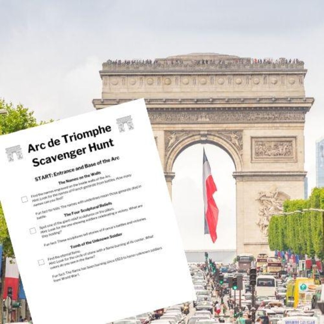 Arc De Triomphe Scavenger Hunt for Kids, Paris Monument Activity PDF ...