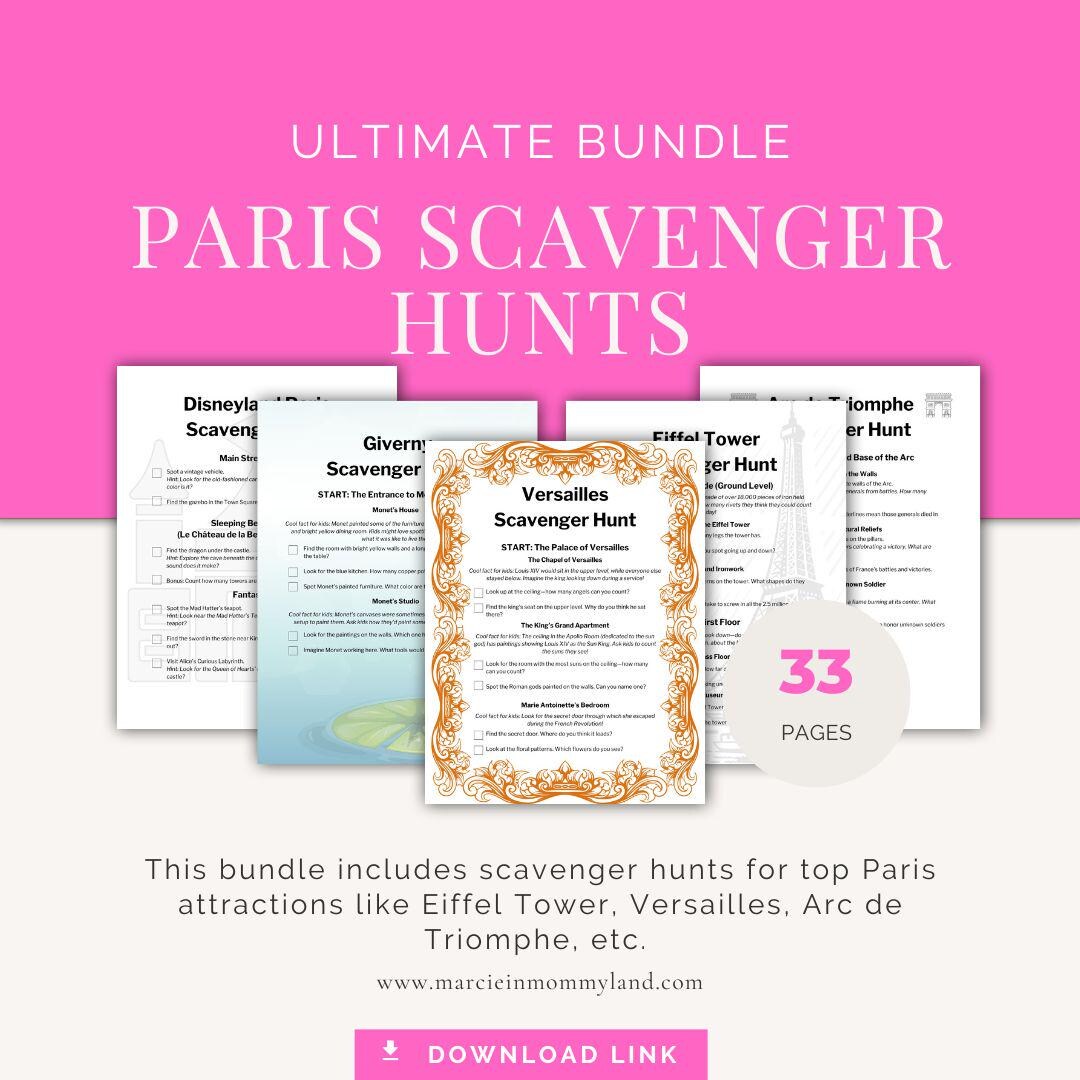 Paris Travel Activity Bundle for Kids | 11 Printable Scavenger Hunts ...