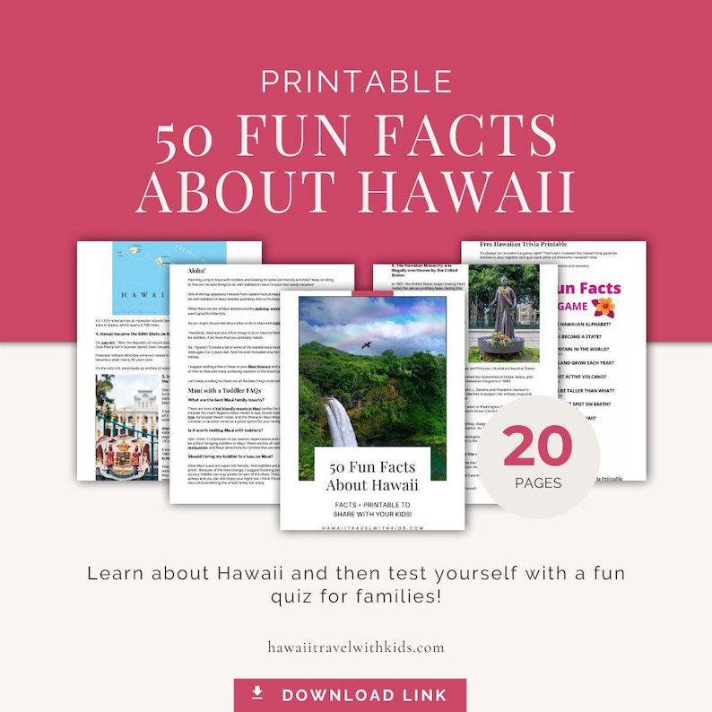Hawaii Fun Facts Printable for Kids | Educational Trivia Game ...