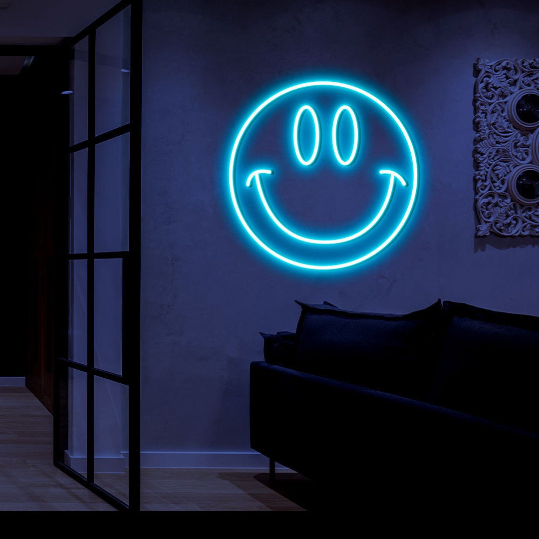 Smiley Face Neon Sign Emoji Neon Led Sign Wall Art Custom - Etsy