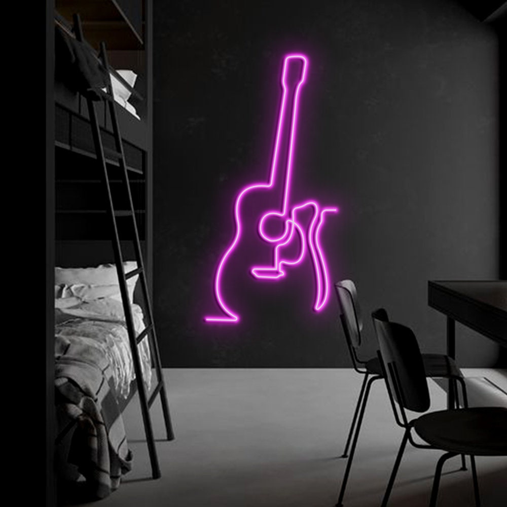 Guitar Neon Sign Guitar Neon Led Sign Custom Musical - Etsy
