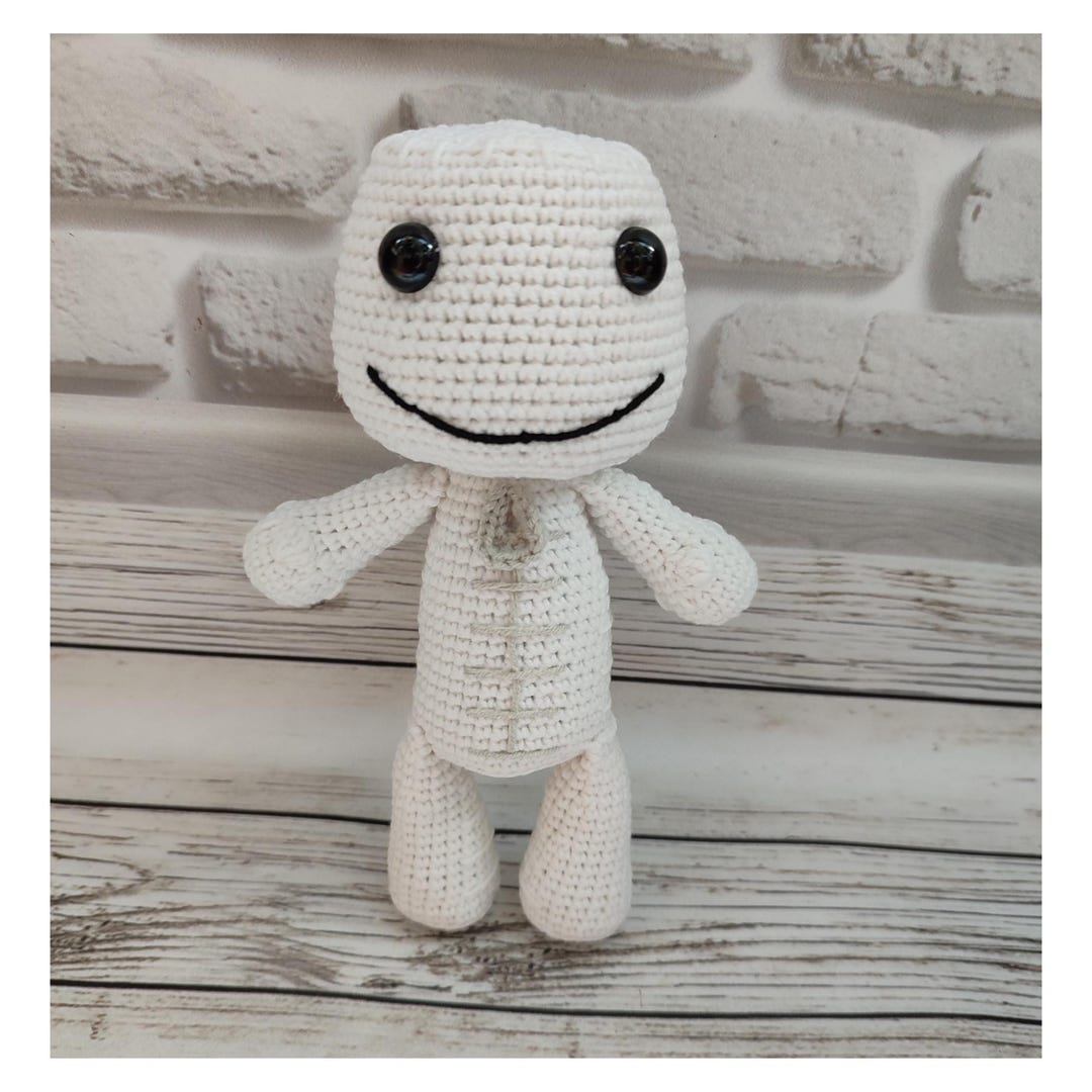 White Sackboy Crochet Plush Custom Doll Little Big Planet Sack Boy ...