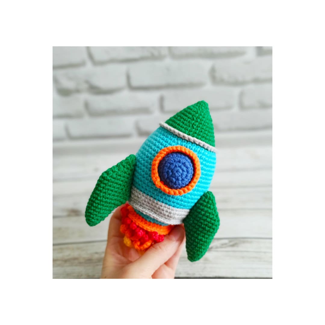 Crochet Space Rocket Plush Spaceship Lovers Rocketship Stuffed Nursery ...