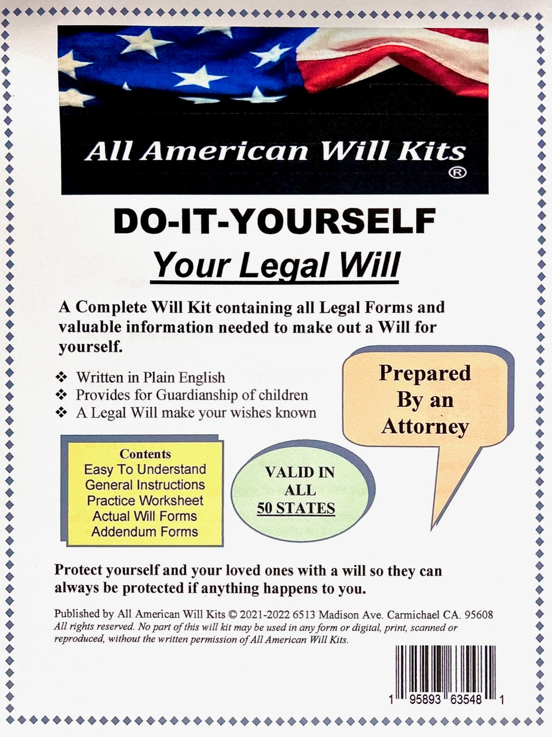 Will Kits – One Set - in English - Prepared by an Attorney - Valid in ...