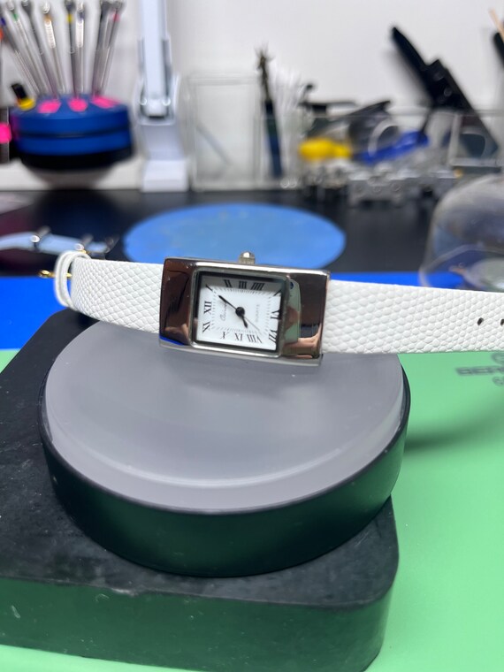 Slimline Vintage white watch - Gem