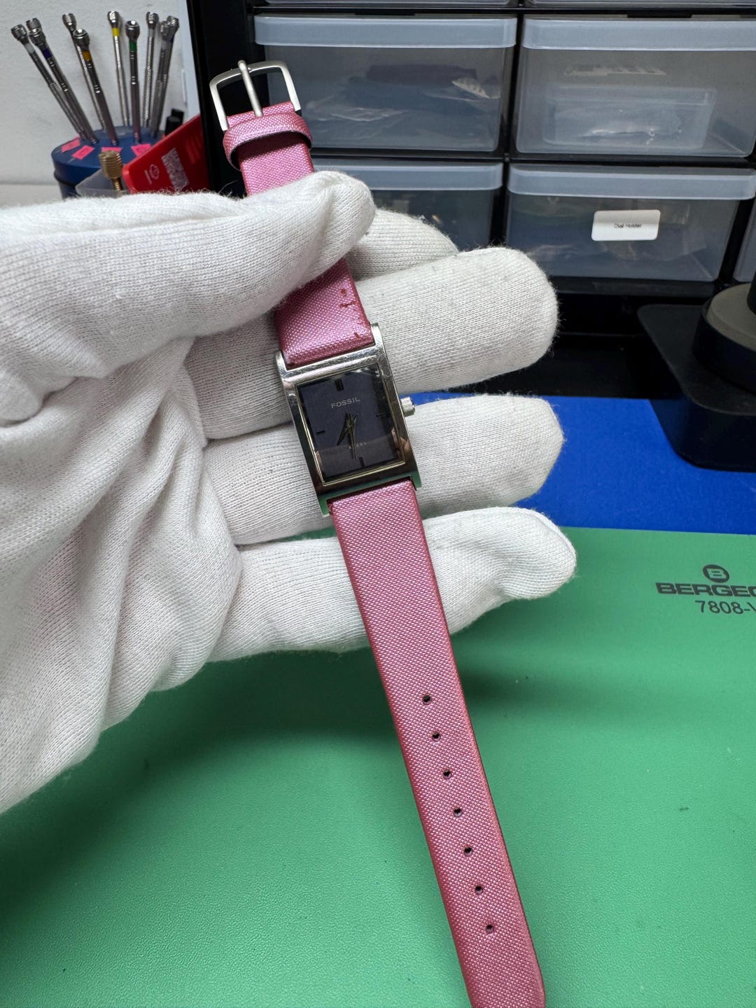 Ladies Fossil Tank-style Watch With Italian Pink Strap – Quartz ...