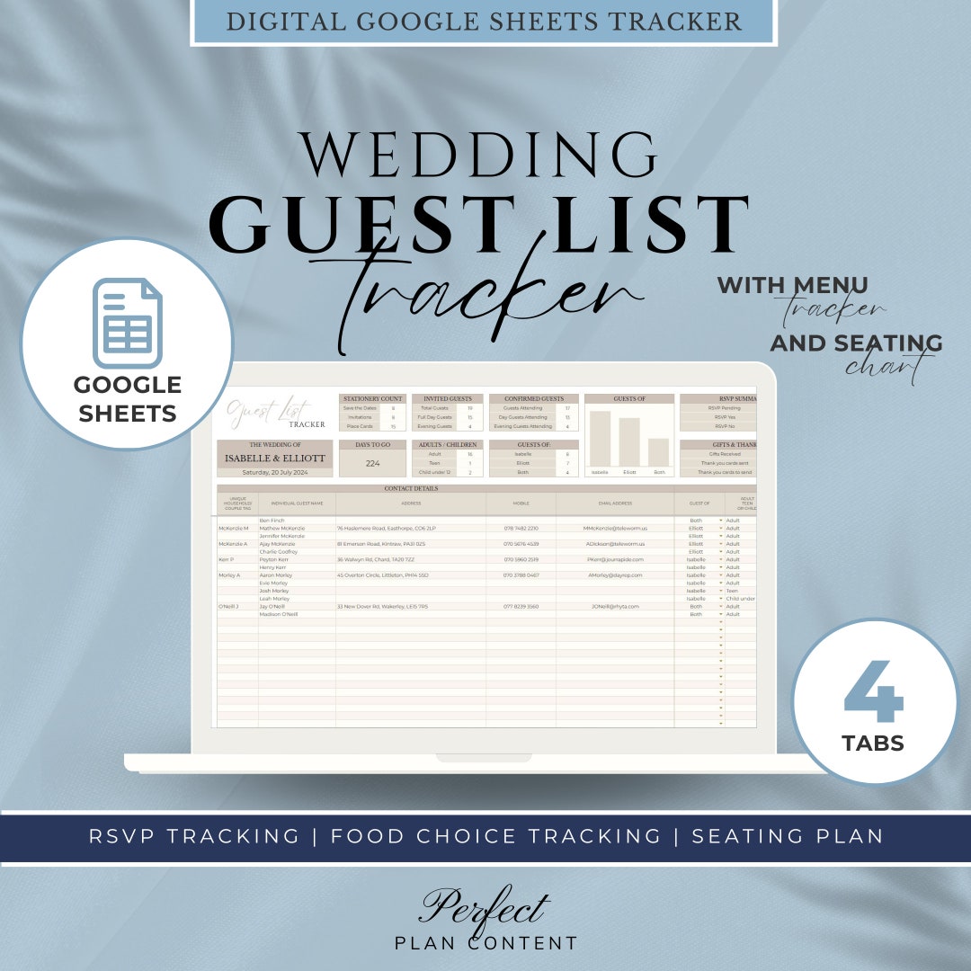 Digital Wedding Guest List Tracker | Beige | Neutral | GOOGLE SHEETS ...