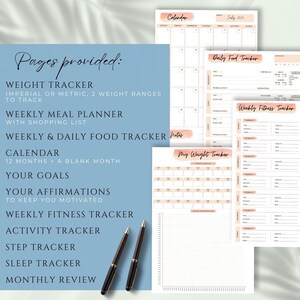 Printable Food and Fitness Tracker PDF | Meal Planner | Workout Log ...
