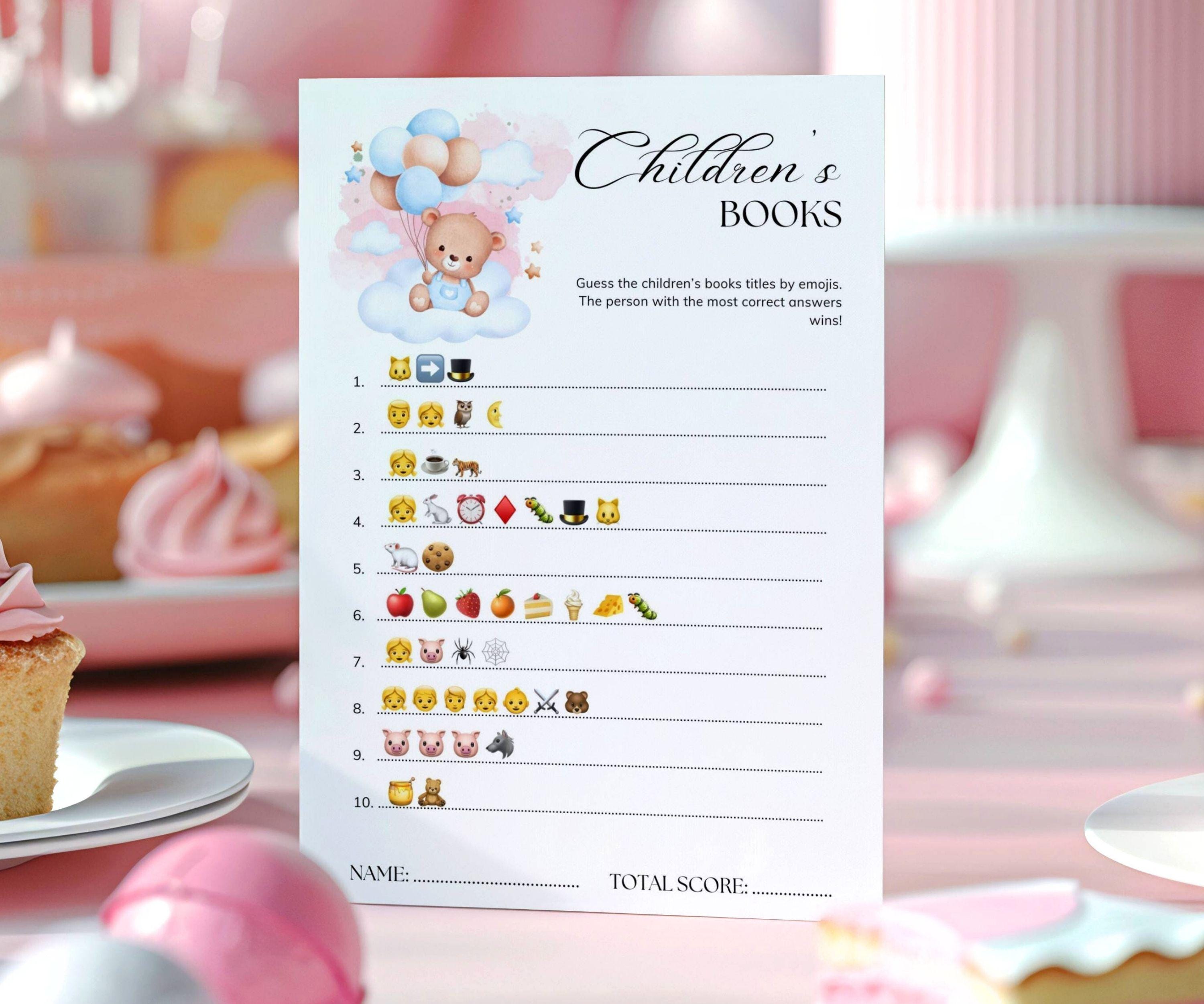 Baby Shower Childrens Book Emoji Game, Emojis Quiz, Fun Icebreaker ...