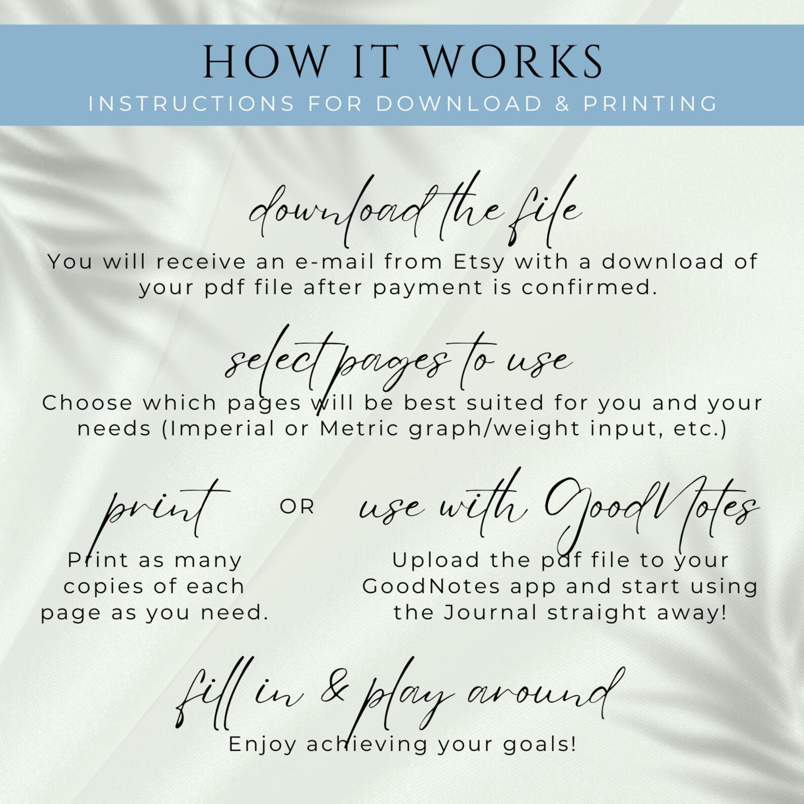 Printable Food and Fitness Tracker PDF | Meal Planner | Workout Log ...