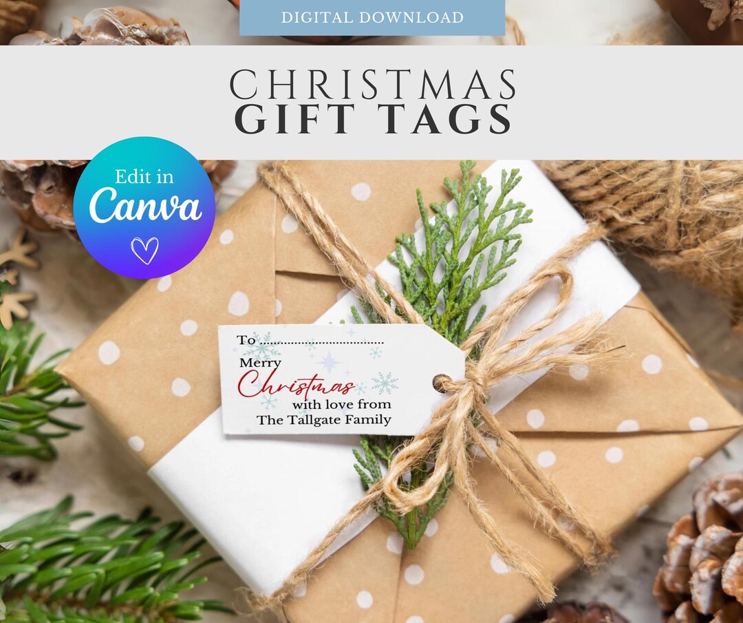 Customisable Christmas Gift Tag Canva Template – Personalised Digital ...