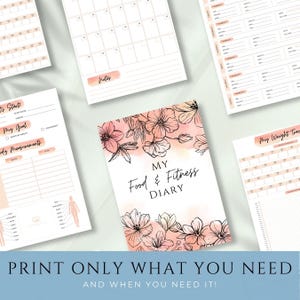 Printable Food and Fitness Tracker PDF | Meal Planner | Workout Log ...