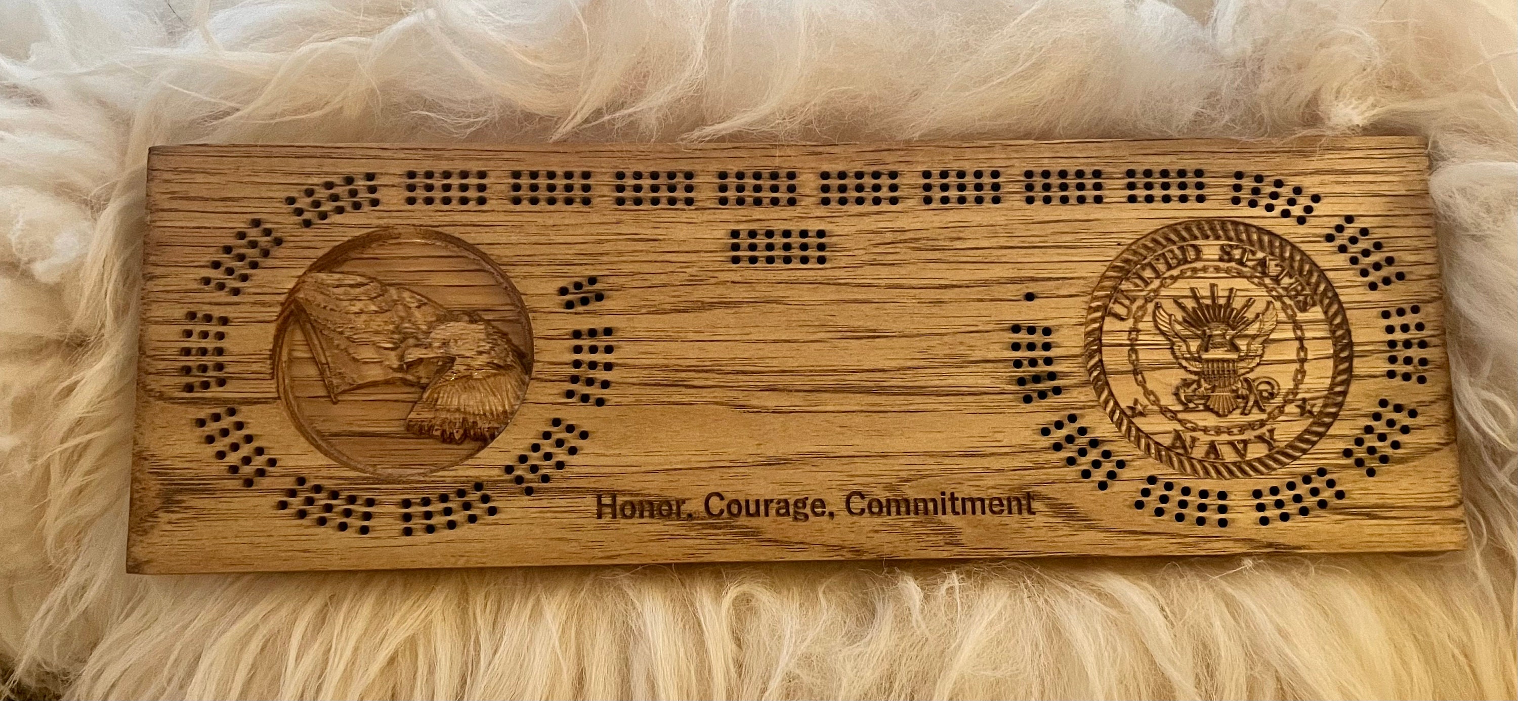 Military Cribbage Board Game-navy-high Quality-unique-solid Hickory ...