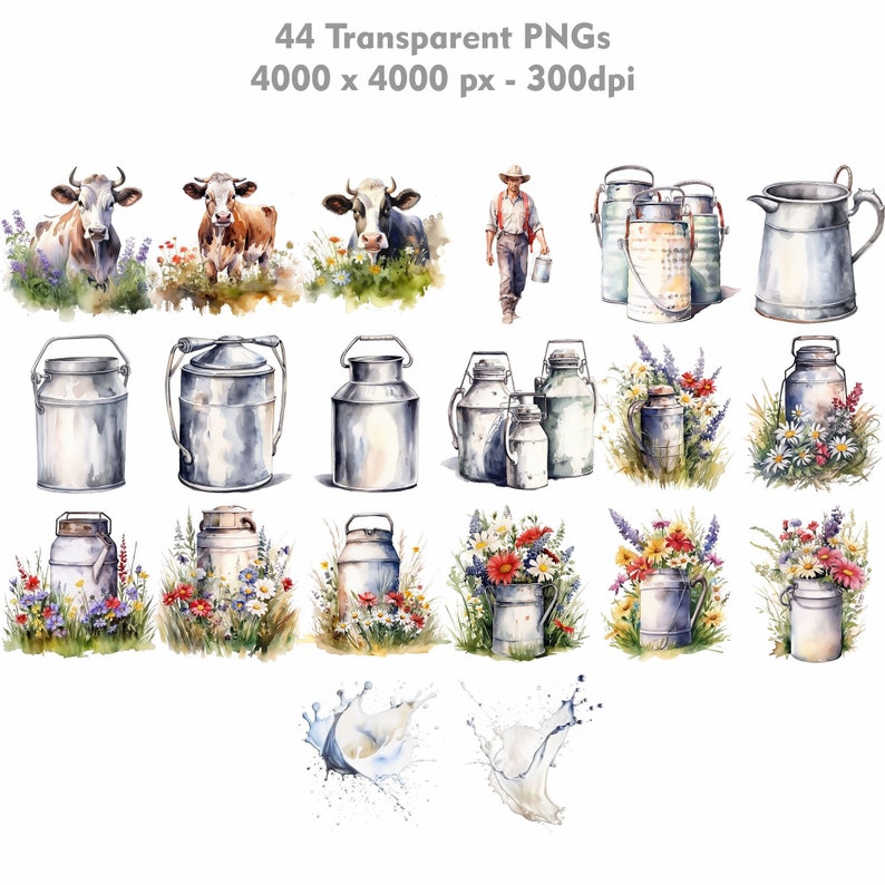 44 Milk and Dairy Farm Designs in Watercolor | Country Deli Catering ...