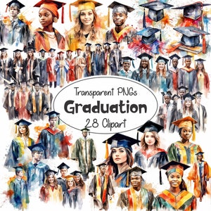 28 Graduation Clipart for College or University | Watercolor Digital ...