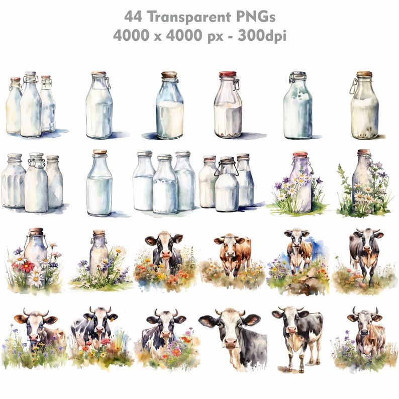 44 Milk and Dairy Farm Designs in Watercolor | Country Deli Catering ...