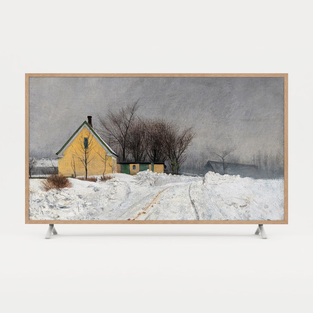 Serene Winter Cabin Landscape - Digital Art for Samsung Frame Tv, Lg ...