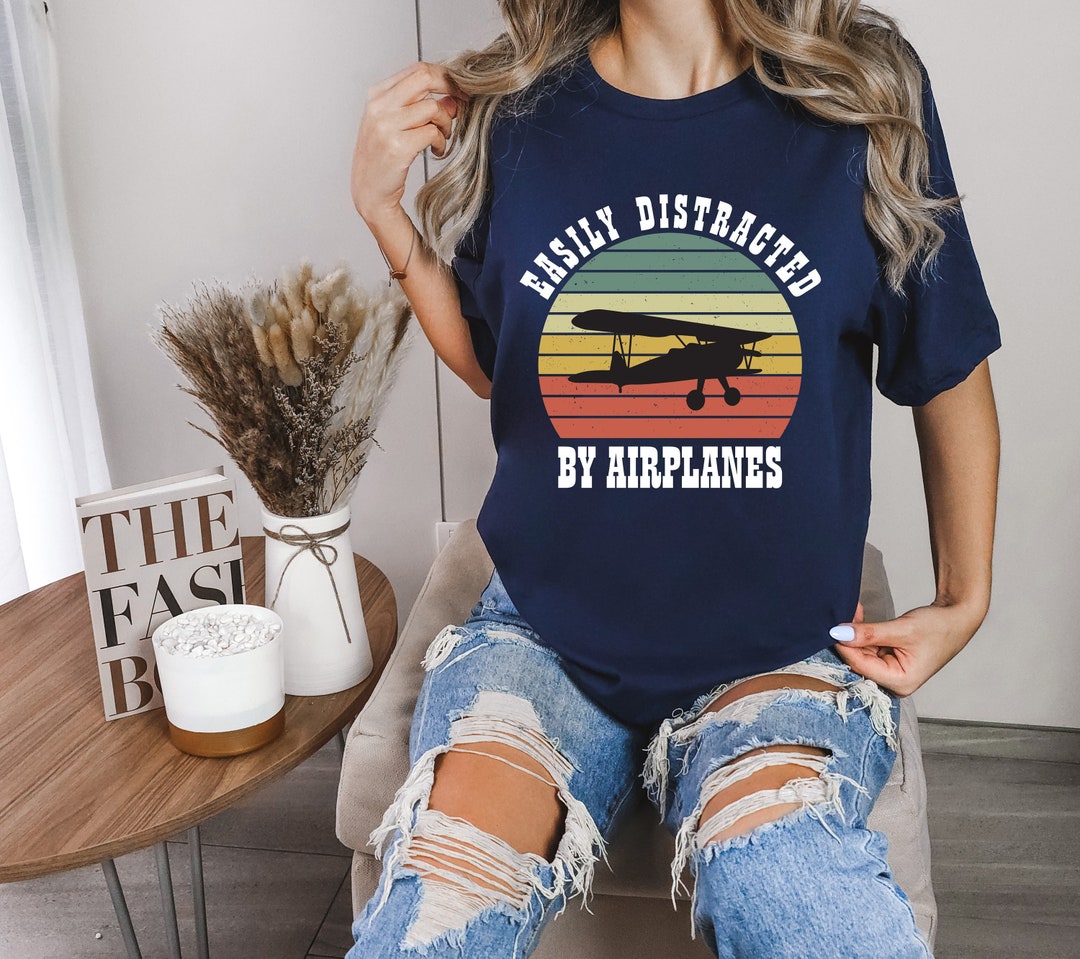 Easily Distracted by Airplanes T-shirt, Gift for Airplane Lover Tee ...