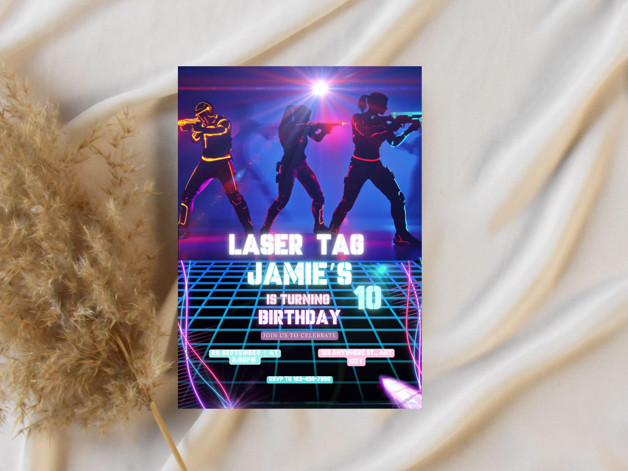 EDITABLE Laser Tag Birthday Invitation, Laser Game Birthday Invite ...