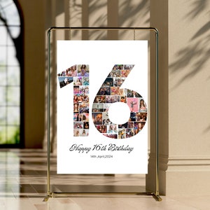 16th Birthday Photo Collage Template, 16th Birthday Welcome Sign ...